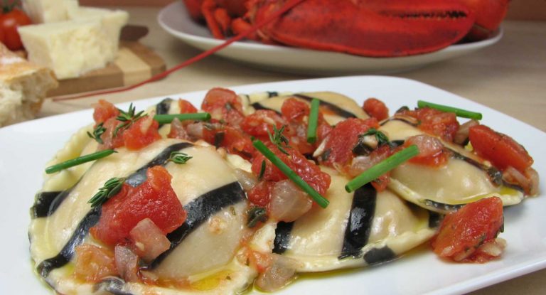 Jumbo Round Squid Ink Striped Lobster Ravioli – New York Ravioli ...